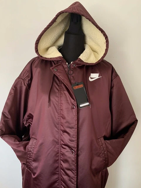 NIKE SPORTSWEAR PACK Style Block Logo Parka Maroon Women’s Coat jacket ...