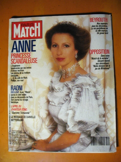PARIS MATCH N° 2082 du 20/04/1989- Anne princesse scandaleuse. Raoni ...