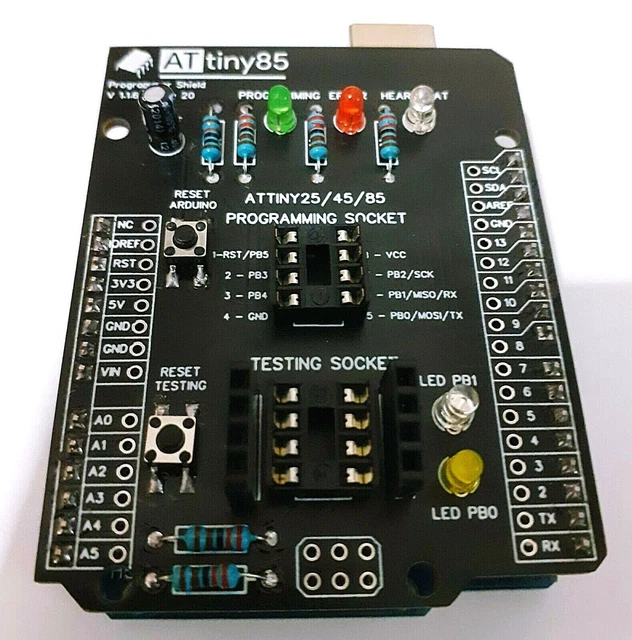 DIY ATTINY PROGRAMMING & development Arduino shield ATtiny85 45 25 13 Programmer EUR 6,60 ...