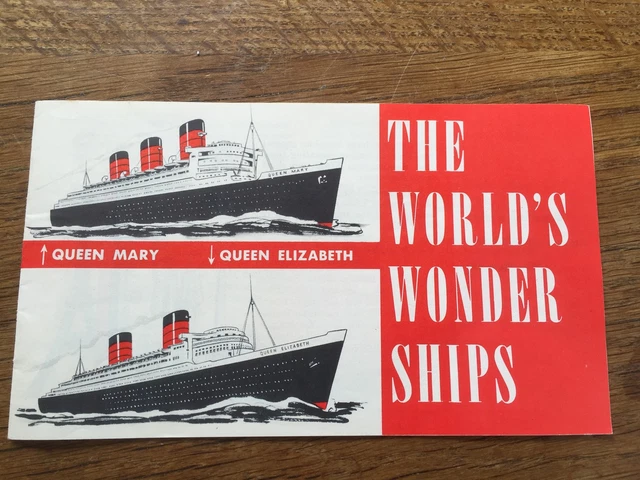 C1950S ADVERTISING FACTS Leaflet CUNARD LINE Queen Mary Elizabeth ...