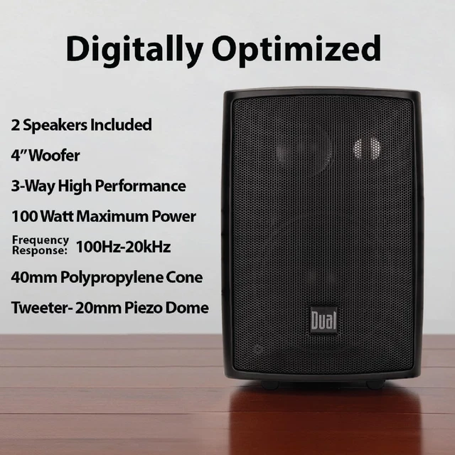 DUAL LU43PB 4 Inch 3-Way Bookshelf Speakers Pair Indoor Outdoor 100W £ ...