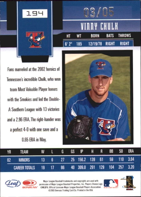 2003 (BLUE JAYS) matériaux certifiés feuilles miroir émeraude #194 ...