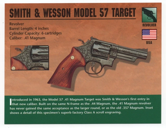 SMITH & WESSON Model 57 Target Revolver Atlas Classic Firearms Card £5. ...