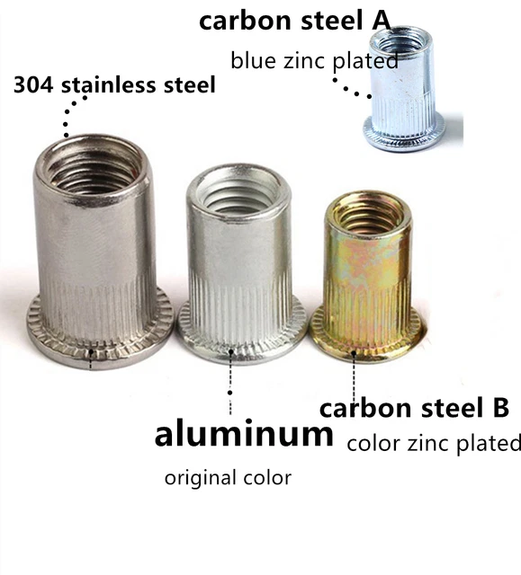 M3 M4 M5 M6 M8 M10M12 Flat Head Threaded Binding Rivet Nut Insert Rivnut Nutsert EUR 13,19 ...