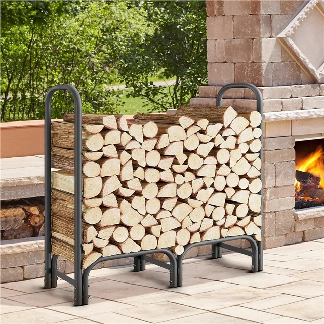 YAHEETECH 4FT METAL Firewood Log Rack Wood Storage Holder Black $63.74 ...