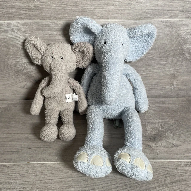 JELLYCAT SLACKAJACK ELEPHANT Pair Small Medium Grey Blue Soft Toy Plush ...