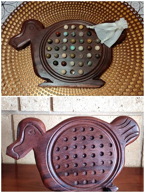 JEU SOLITAIRE EN Bois Exotique Artisanal - Oiseau Dodo - Pierres ...