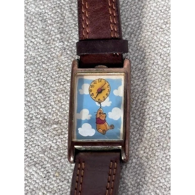 DISNEY TIMEX POOH Bear Balloon Watch Brown Leather Band Womens D4 ...
