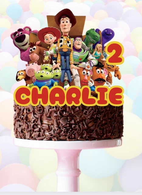 TOY STORY DISNEY Cake Topper personalised name age boys girls Birthday ...
