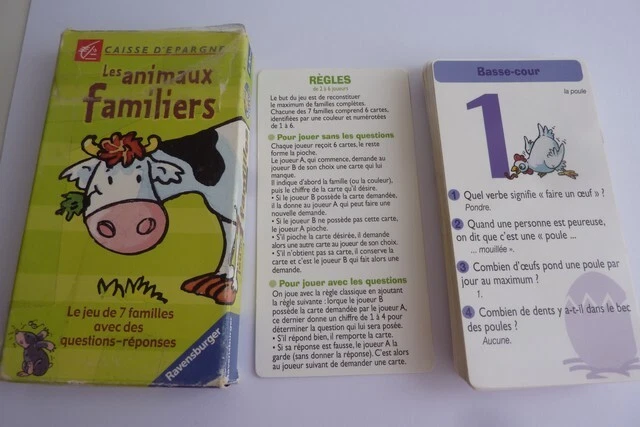 GRAND JEU DE cartes de 7 familles "Les animaux familiers" EUR 1,30 ...
