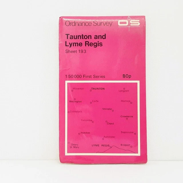 VINTAGE 1974 ORDNANCE Survey OS Map Sheet No 193 - Taunton, Lyme Regis ...