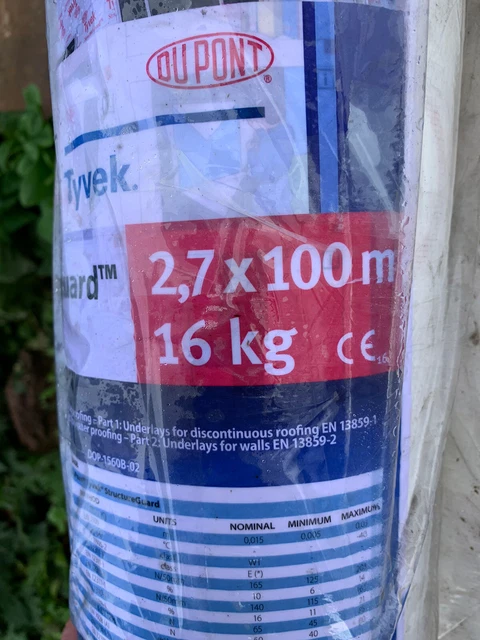 TYVEK STRUCTURE GUARD rain screen cladding breather membrane 2.7m x ...