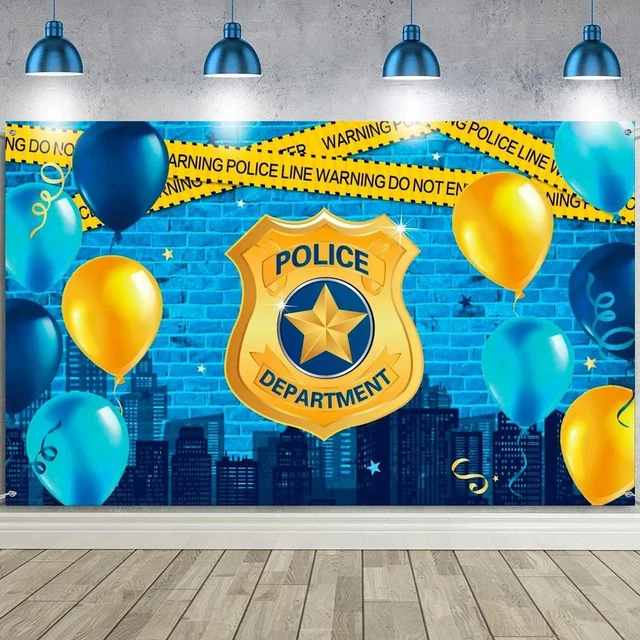 POLICE THEME HAPPY Birthday Photography Backdrop Banner Large Police ...