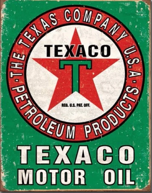 TEXACO MOTOR OIL Metal Tin Sign Gas Garage Man Cave Bar Home Wall Decor ...
