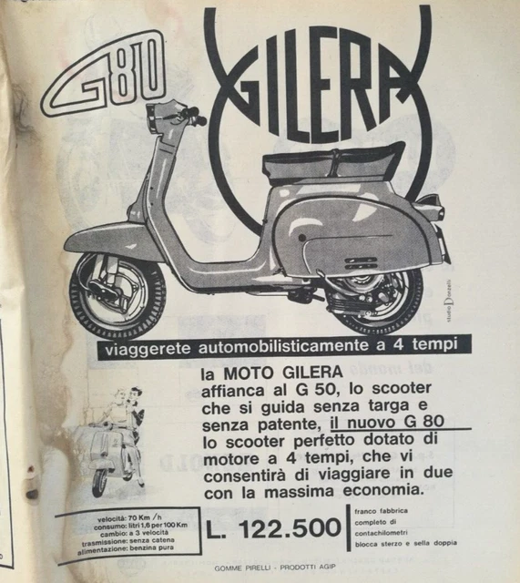 GILERA G 80 Scooter 1963 Advertising Pubblicita EUR 9,99 - PicClick IT