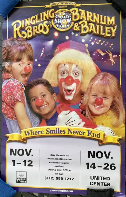 AUTHENTIC 1999 RINGLING Bros Barnum & Bailey Circus Poster, Chicago £32 ...