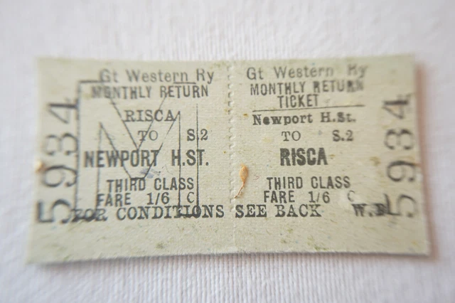 RISCA TO NEWPORT Great Western Railway Train Ticket GWR £4.99 - PicClick UK