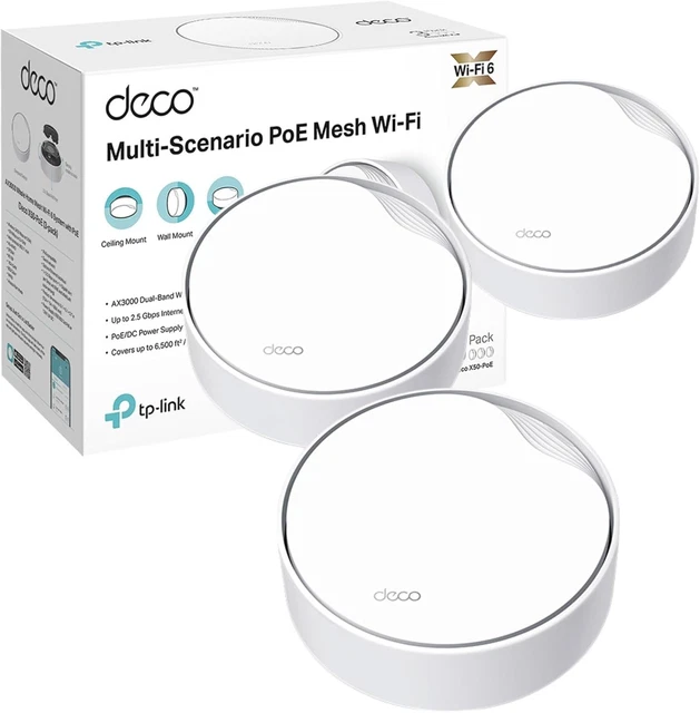 TP-LINK DECO X50-POE(3-PACK) Ax3000Mbps Mesh Wifi 6 System with Poe, 2. ...