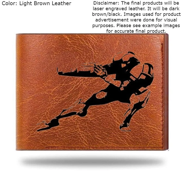CUSTOM ENGRAVED METROID SAMUS SLIDE Leather Bifold Wallet - 3 Color ...