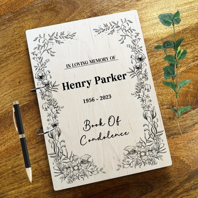 WOOD BLACK FLORAL Frame Sympathy In Loving Memory Funeral Condolence ...