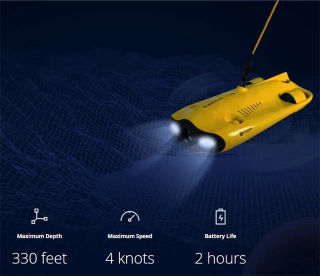 UNDERWATER SUBMARINE DRONE w/o Robotic arm 50m/100m Tether ROV Diver 4K ...