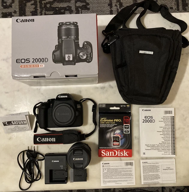 CANON EOS 2000D Kit EF-S 18-55mm IS II + Zubehörpaket Speicherkarte u ...