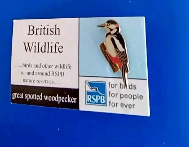 RSPB PIN BADGE Great Spotted Woodpecker on fbfpfe card £4.99 - PicClick UK