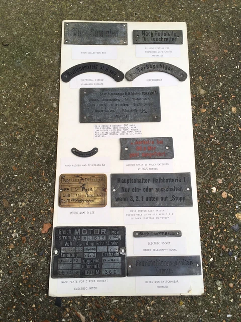 WW1 / WW2 German Navy Kriegsmarine U boat submarine signs data plates £ ...