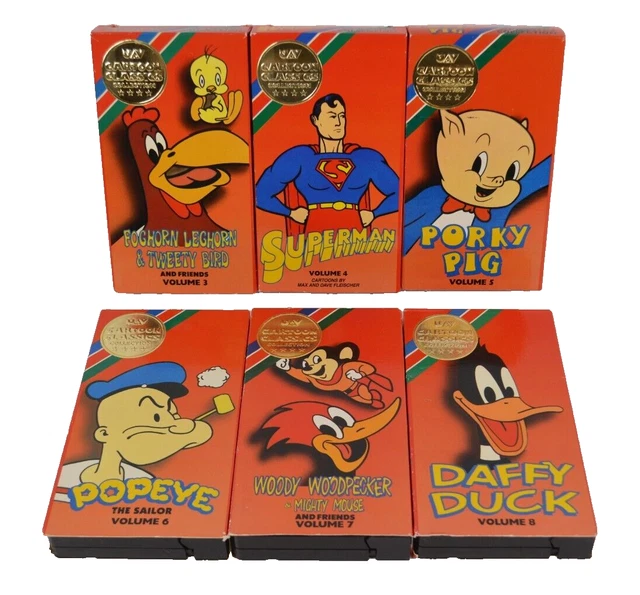UAV CARTOON CLASSICS Collection 6 VHS Set Daffy Duck Popeye Superman ...