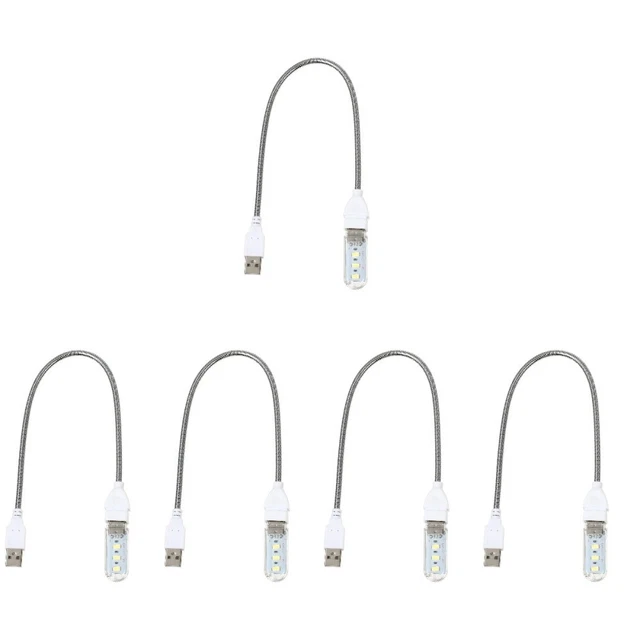 5 COUNT USB Night Light Computer Student Portable Lamp Flexible Led ...