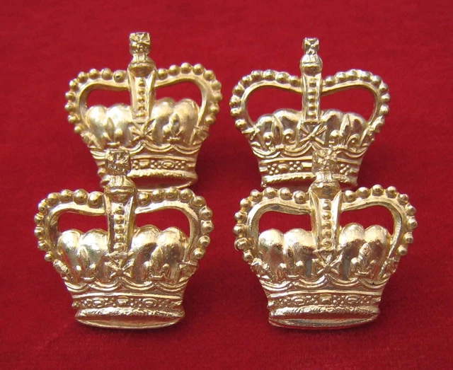 BRITISH ARMY OFFICER’S Gold Anodised Rank Crowns (Queen’s Crown). (x4 ...