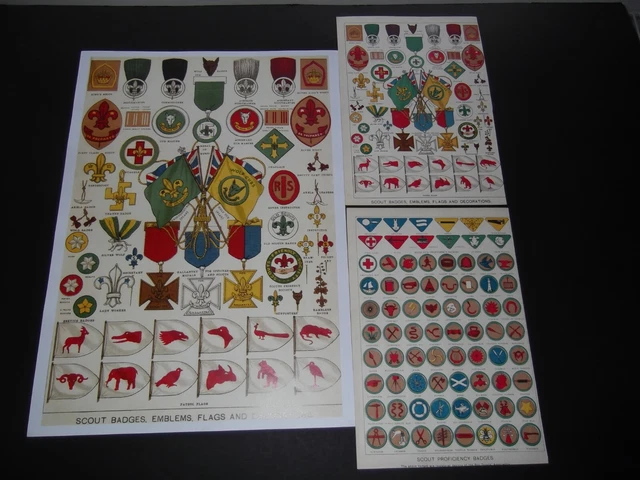 PICTORIAL SHEETS OF Vintage Scout Badges Emblems & Decorations £21.52 ...