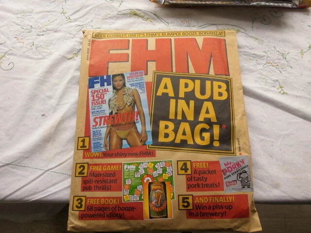 RARE FHM FOR Him Magazine June 2002 #150 Pub in Paper Bag Free Game ...