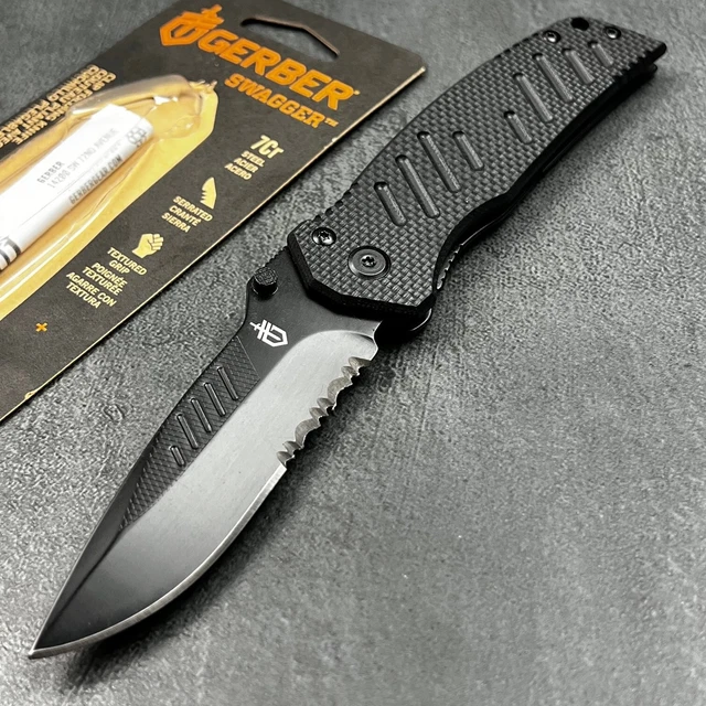 GERBER SWAGGER BLACK G10 Tactical EDC 7Cr17MoV Blade Folding Pocket ...