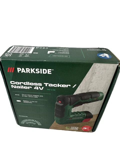 PARKSIDE CORDLESS NAILER Stapler Nail Gun Tacker 4V Li-Ion PAT 4 D6 £19 ...