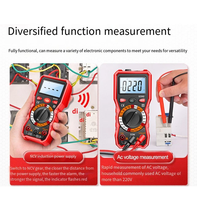 SZ302 DIGITAL MULTIMETER with Backlight for Voltage and Resistance ...