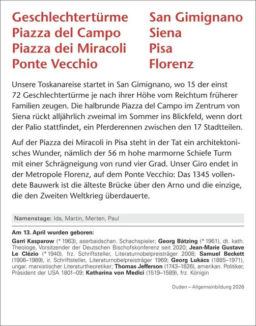 THOMAS HUHNOLD | Duden Allgemeinbildung Tagesabreißkalender 2026 ...