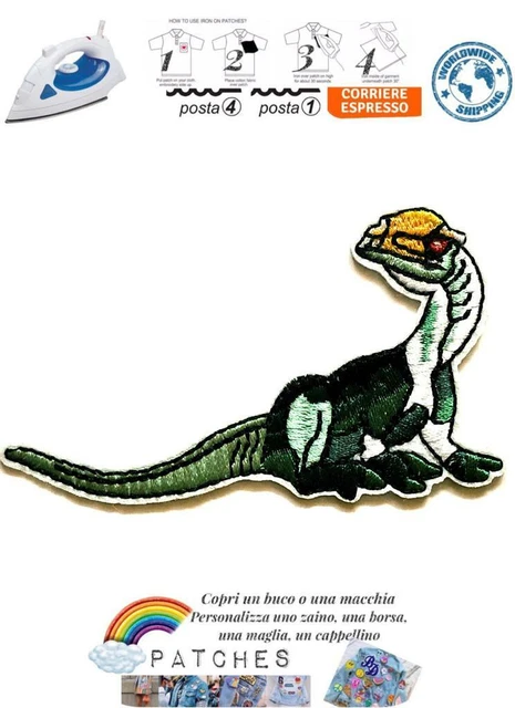 PATCH LIZARD TOPPA termoadesiva iron on jurassic world dinosaur embroidered sew EUR 1,99 ...