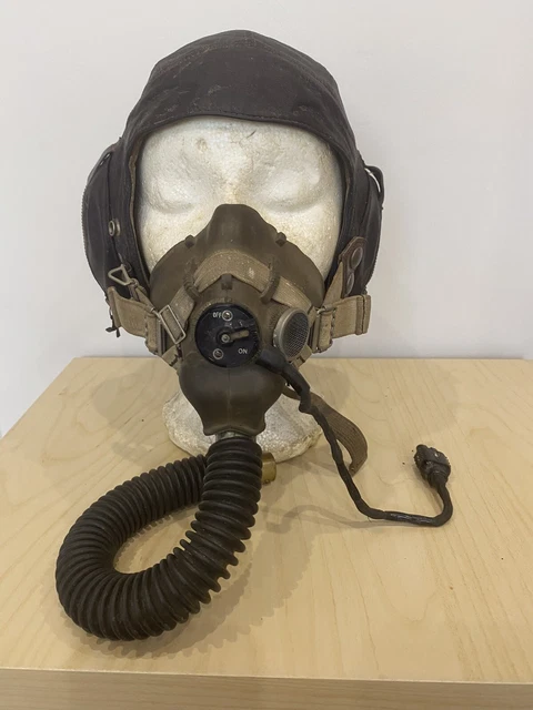 WW2 RAF LEATHER Flying Helmet FAA Type C & Oxygen Mask £102.00 ...