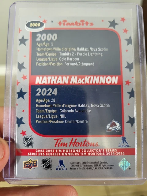2024-2025 TIM HORTONS collectors series Timbits Nathan MacKinnon $78.99 ...