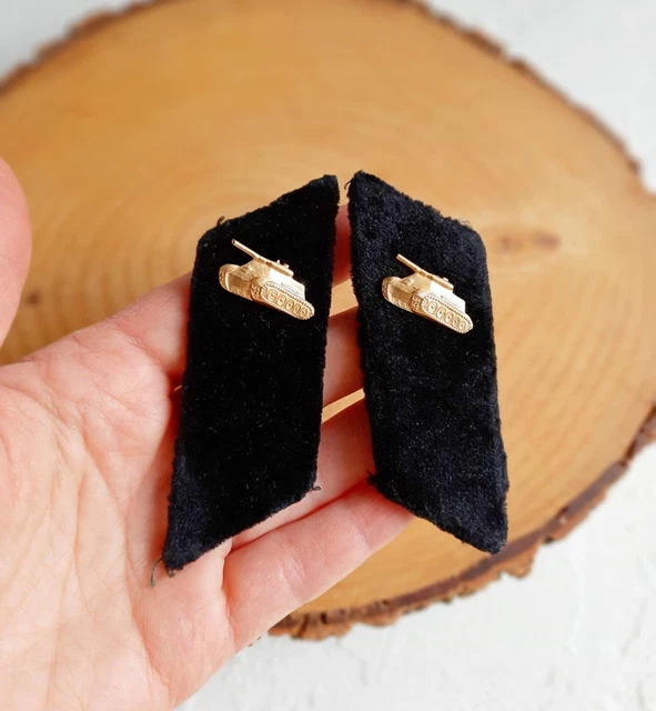 2 PCS RUSSIAN Soviet Ussr COLLAR TABS tank velour Army Soviet Military ...