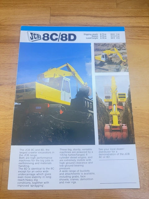 JCB 8C/8D ORIGINAL Brochure, Extremely Rare Vintage Excavators £15.00 ...