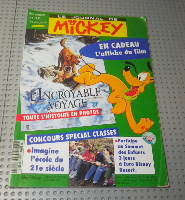 LE JOURNAL DE Mickey #2156 - Oct. 1993 - Supplément Poster l'Incroyable ...