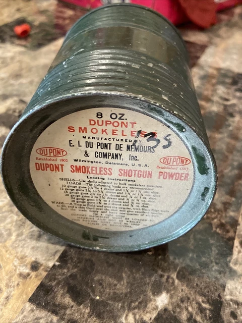 EARLY DUPONT SMOKELESS Gun Powder Tin Can, Reloading Vintage Shell Or ...