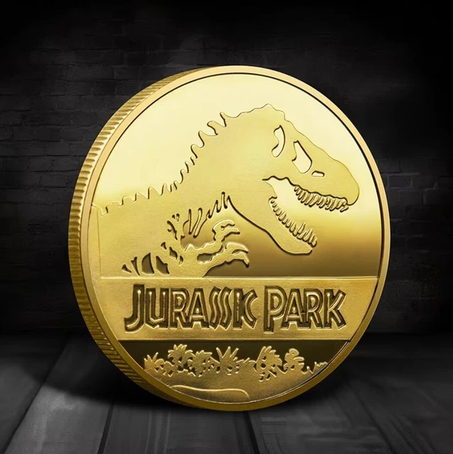 JURASSIC PARK COIN Souvenir RARE T-Rex Collectable Commemorative Gold ...