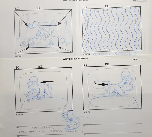 101 DALMATIANS TV Series Disney Animation Storyboard Drawing Lot ...