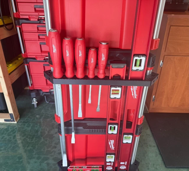 MILWAUKEE PACKOUT LEVEL & Pry Bar Rail Bracket Set – Tool Organizer ...