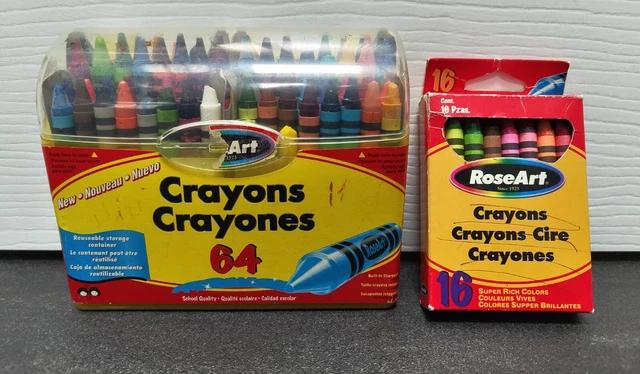 VINTAGE ROSEART CRAYONS 16 & 64 pack with built in sharpener £5.98 ...