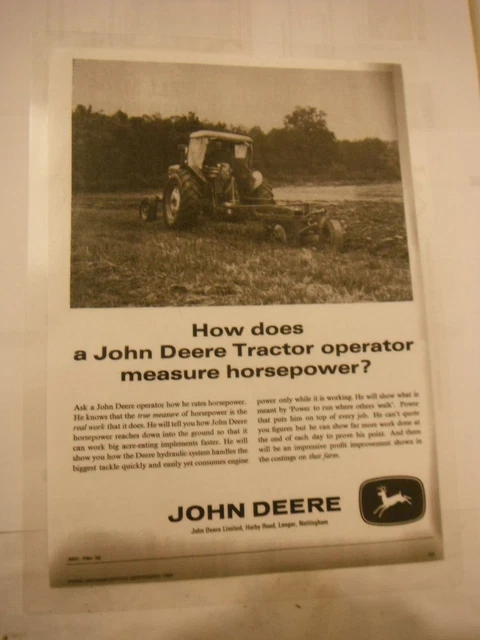 VINTAGE, JOHN DEERE Tractor - Advert (Laminated Photocopy) £3.99 ...