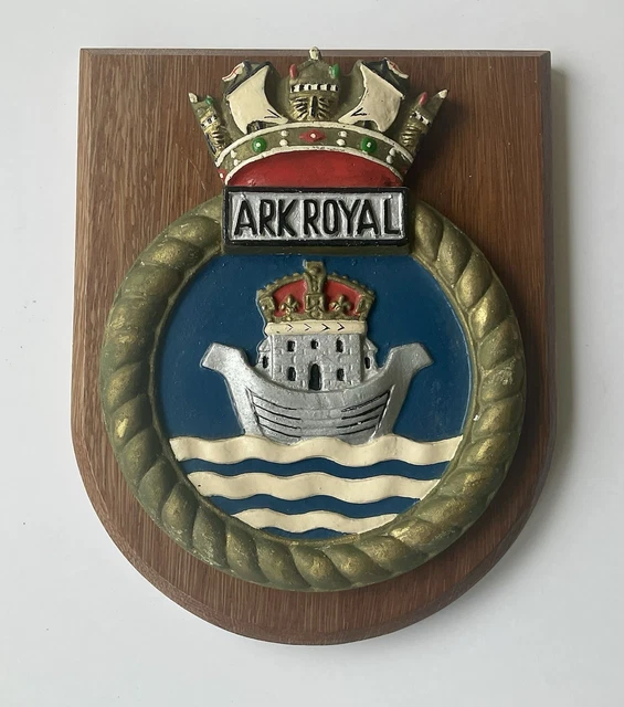 HMS ARK ROYAL Plaque Crest Boat Shield Royal Navy Aircraft Vintage Wall ...